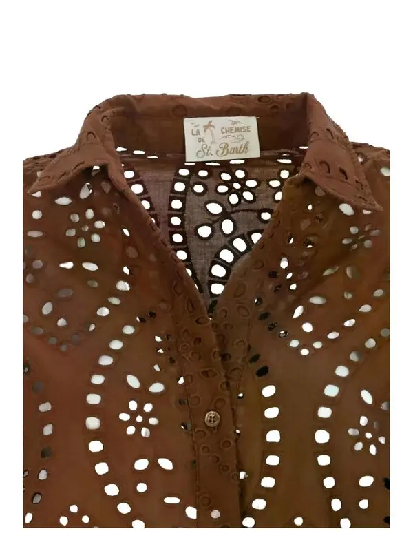 MC2 SAINT BARTH Embroidered Cotton Shirt - Brown