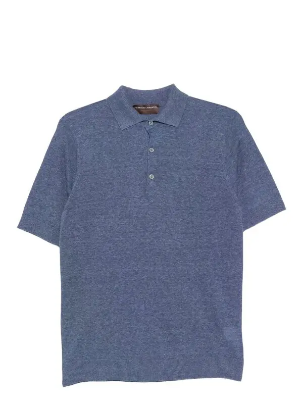 FILIPPO DE LAURENTIIS Short-sleeve Knitted Polo Shirt - Blue
