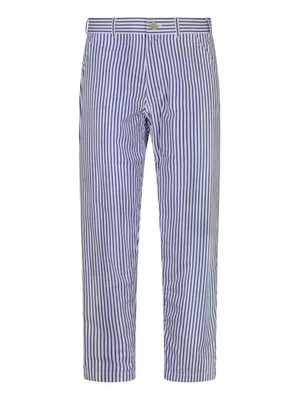 Comme Des Garçons Striped Cotton Trousers - Blue