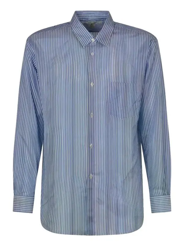 Comme Des Garçons Vertical-stripe Chest-pocket Shirt - Blue