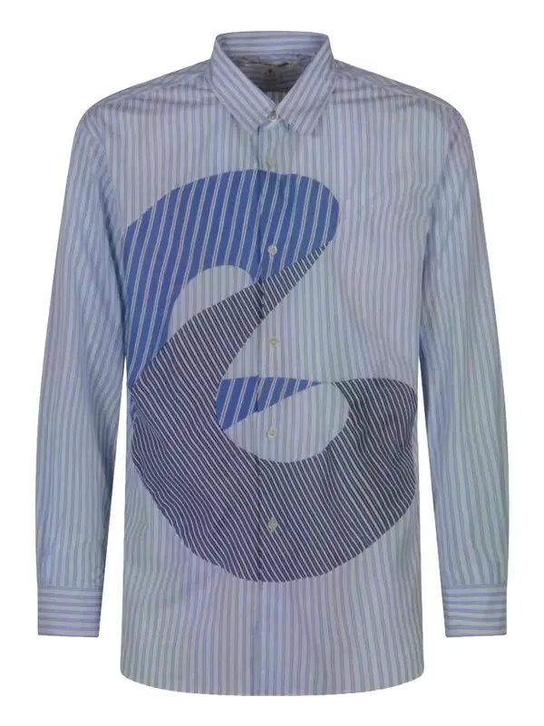 Comme Des Garçons Patchwork Striped Shirt - Blue