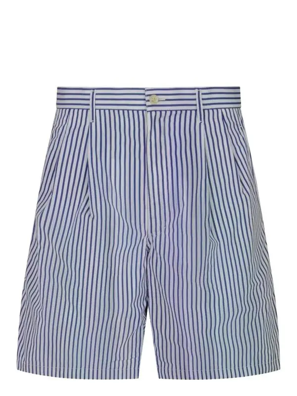 Comme Des Garçons Vertical Stripe Pleated Shorts - Blue