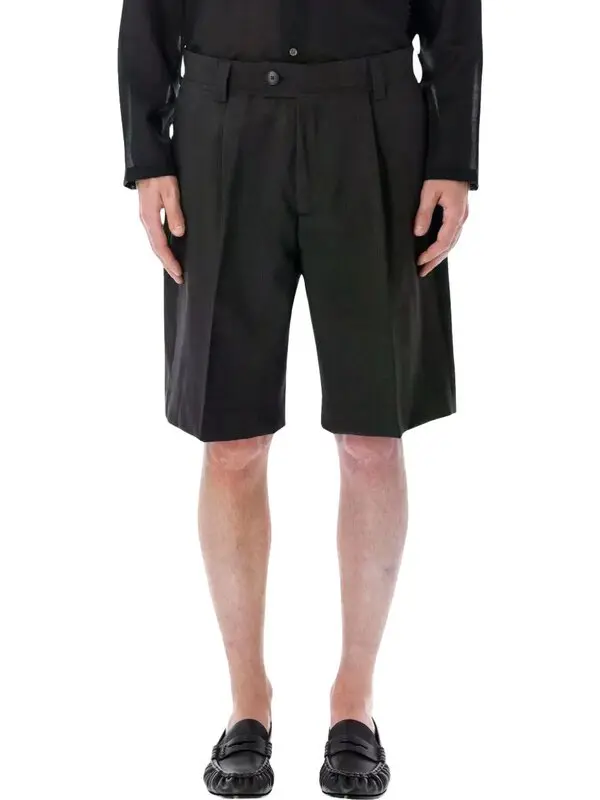 MFPEN Pleated Pinstripe Shorts - Black