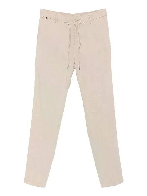 BOSS Beige Slub Texture Drawstring Waist Trousers - Neutrals