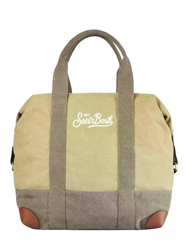 MC2 SAINT BARTH Logo-embroidered Canvas Holdall - Neutrals