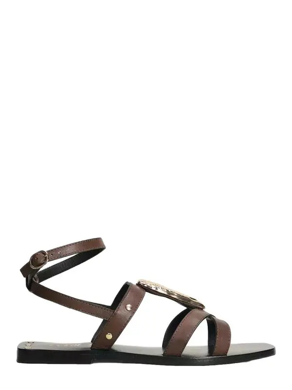CORAL BLUE Embellished Buckle-fastening Sandals - Brown