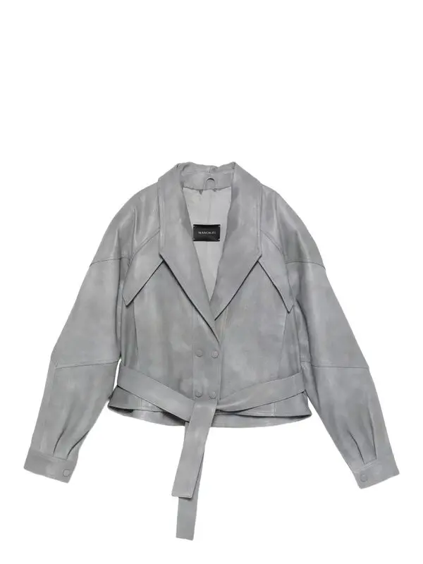 MANOKHI Karo Belted Double-breasted Jacket - Grey