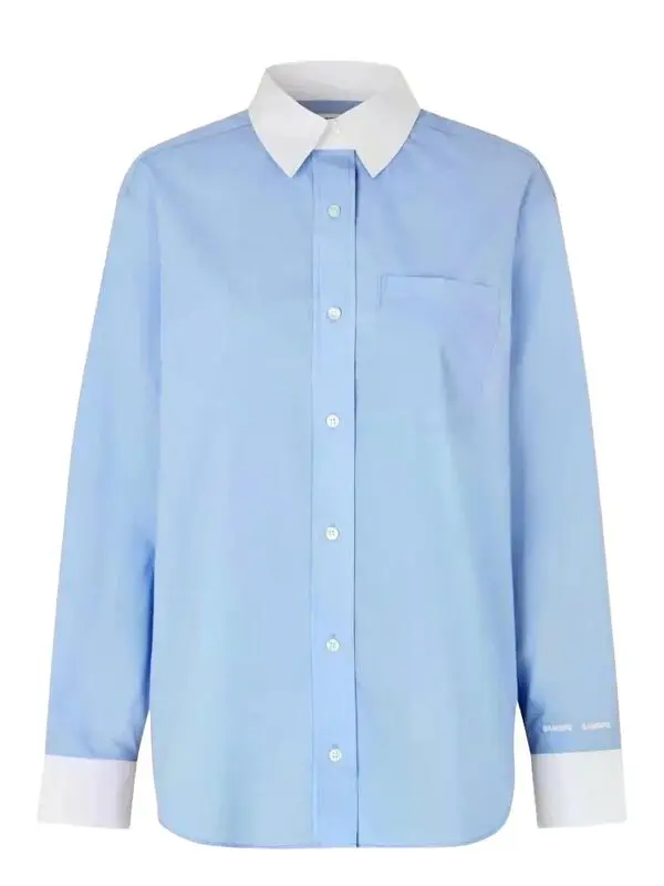 SAMSOE SAMSOE Salova Contrast-collar Shirt - Blue