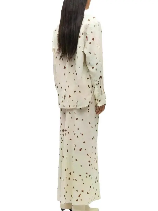 SAMSOE SAMSOE Cream White Linen Polka Dot Shirt - Neutrals