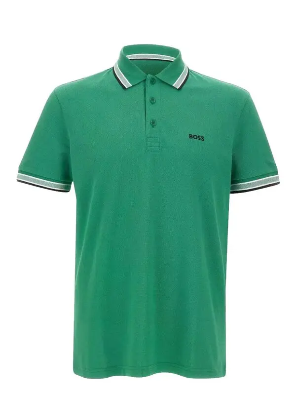 BOSS Paddy Striped-trim Polo Shirt - Green