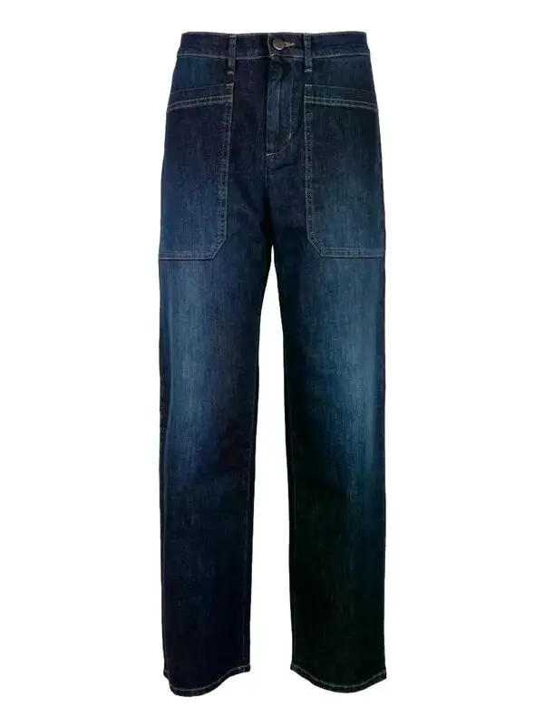 CIGALA'S Patch-pocket Straight-leg Jeans - Blue