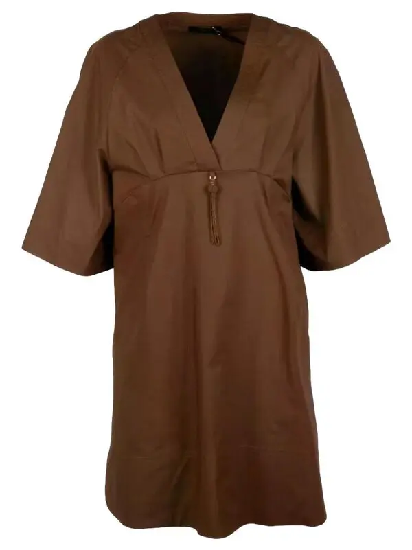 Seventy V-neck Tassel Detail Mini Dress - Brown