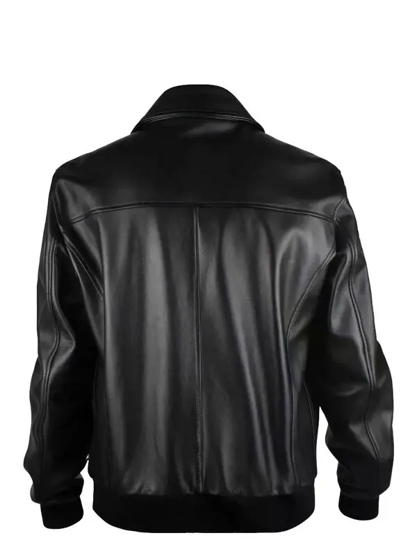 Philipp Plein Leather Logo Crest Jacket - Black