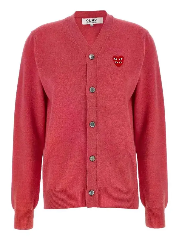 Play Comme Des Garcon Double Emblem Cardigan - Pink