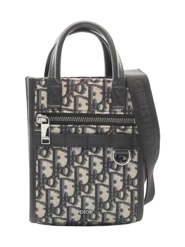 Dior Mini Oblique Canvas Safari North-south Tote Satchel - Blue