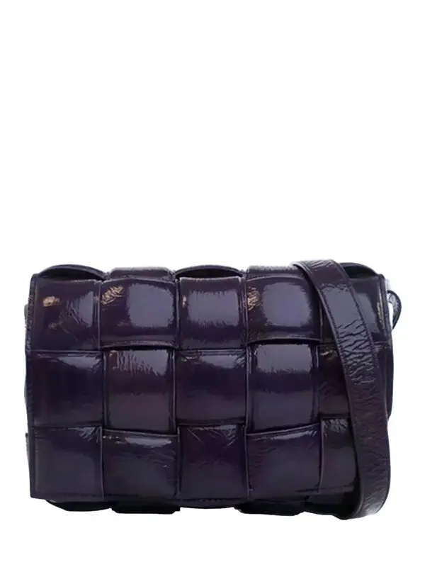 Bottega Veneta Patent Intrecciato Padded Cassette Crossbody Bag - Purple