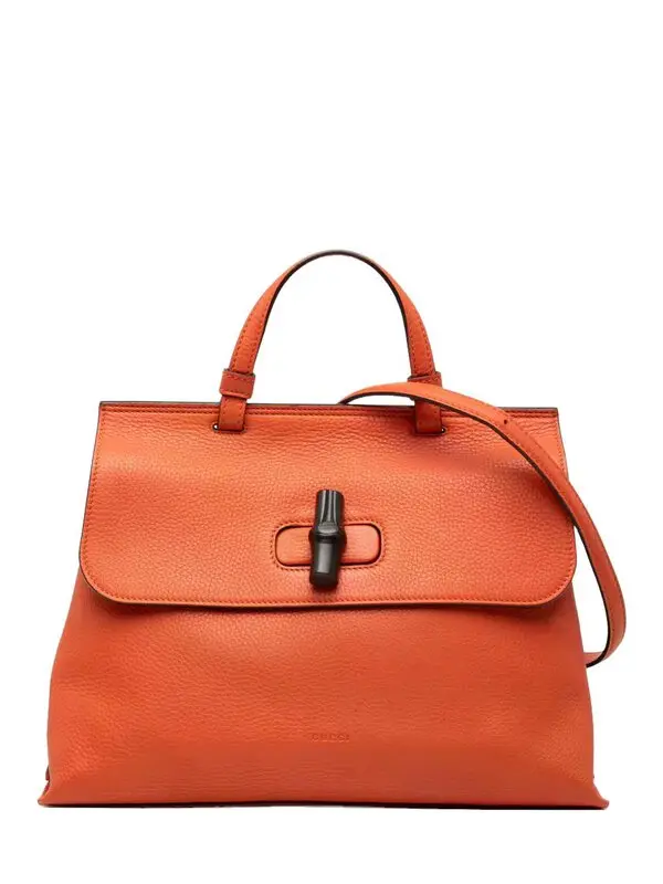 Gucci Leather Bamboo Daily Satchel - Orange