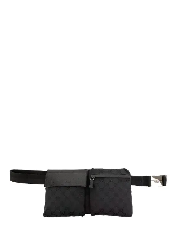 Gucci Gg Canvas Double Pocket Belt Bag - Black