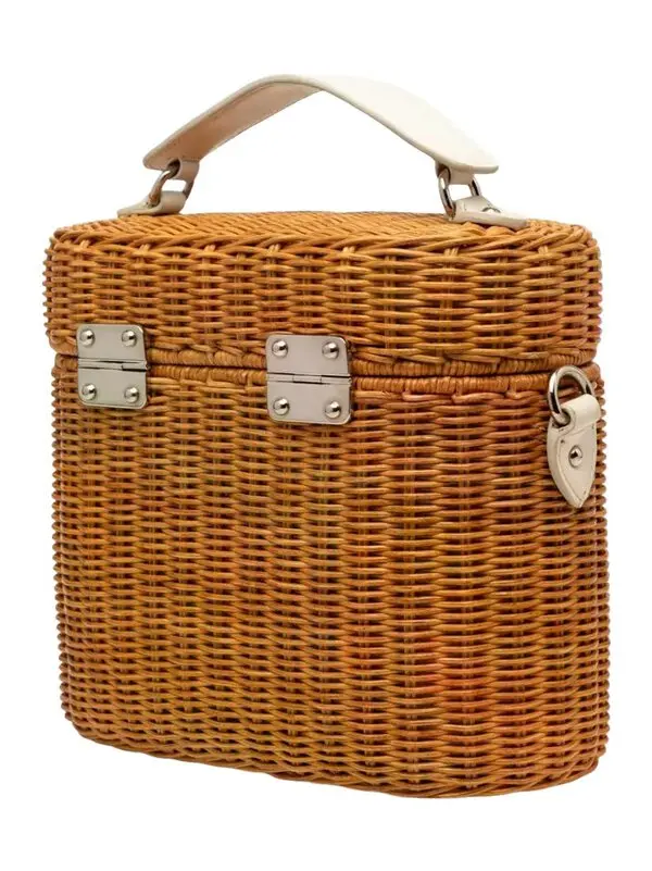 Miu Miu Wicker Top Handle Satchel - Brown