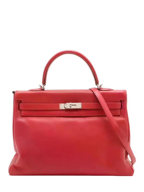 Hermès 2006 Evergrain Kelly Ii Retourne 35 Satchel - Red