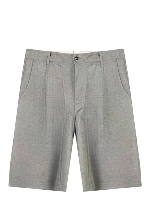 NINE:INTHE:MORNING Tailored Pleated Logo-patch Shorts - Grey