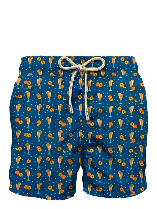 MC2 SAINT BARTH Peach Print Swim Shorts - Blue