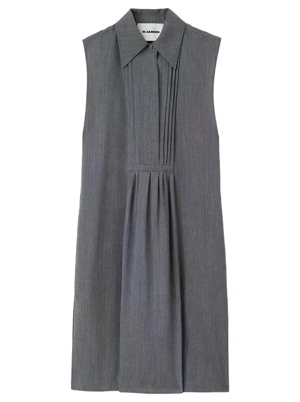 JIL SANDER Wool Midi Dress - Grey
