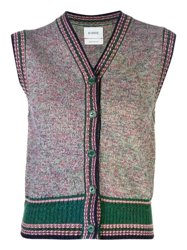 BARRIE Sleeveless Marl Cashmere Cardigan - Pink
