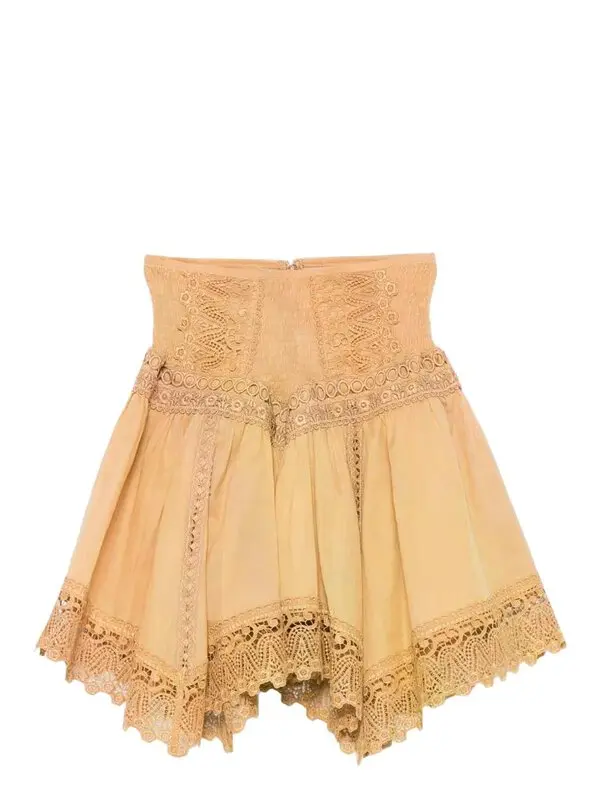 Charo Ruiz Ibiza Lace-trim Mini Skirt - Neutrals