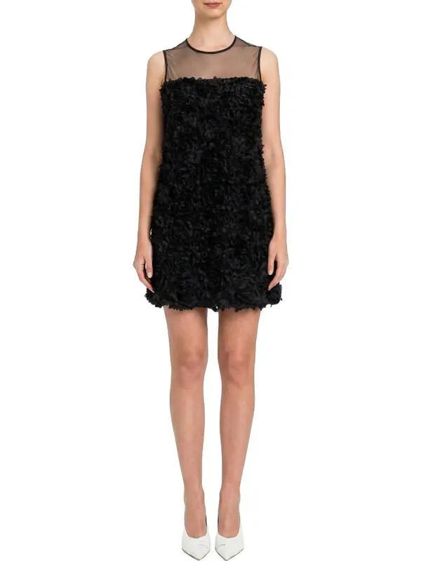 TWINSET Embellished Sheer Neck Dress - Black