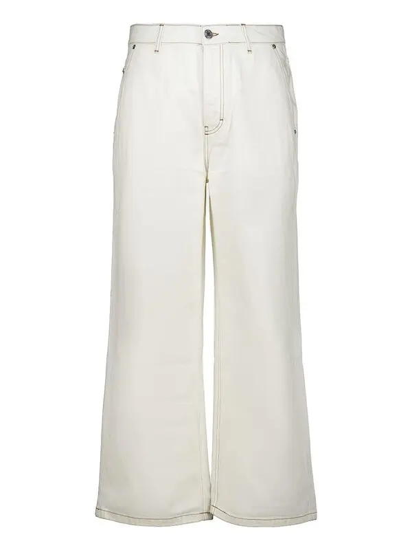 Ami Wide Leg Denim Trousers - Cream