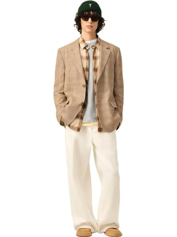 AMI Paris Wide Leg Denim Trousers - Cream