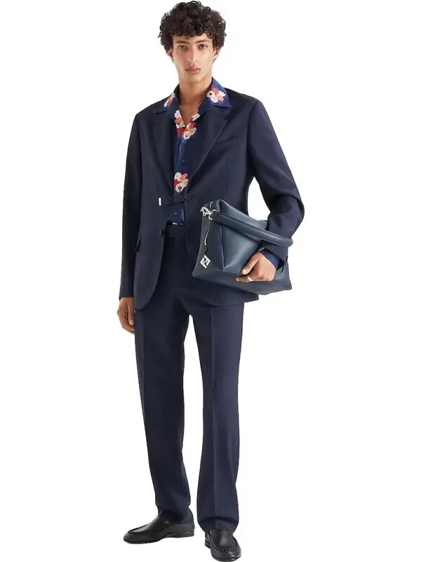 Fendi Dark Wool Canvas Blazer - Blue