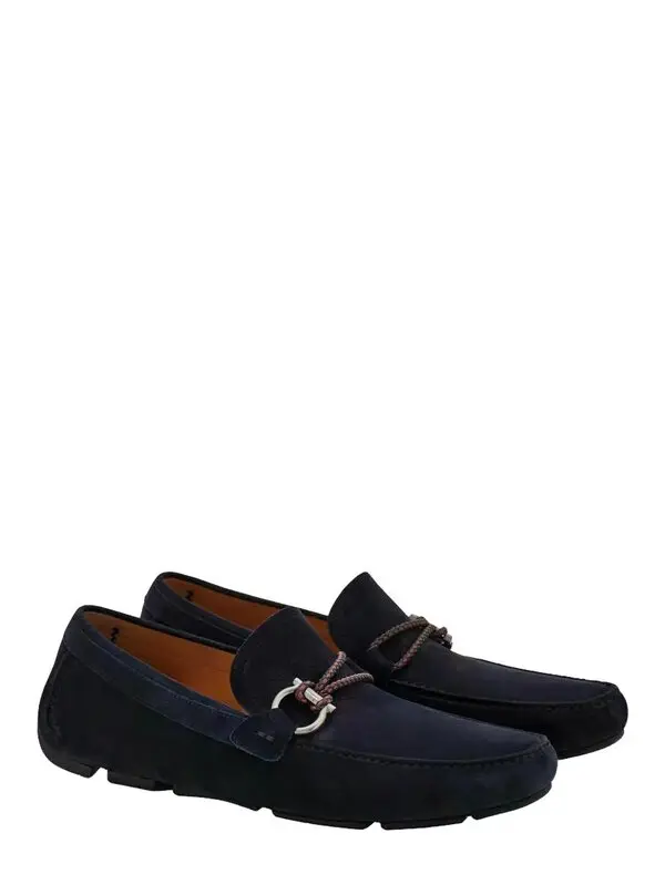 FERRAGAMO Gancini Ornament Driver Loafers - Blue