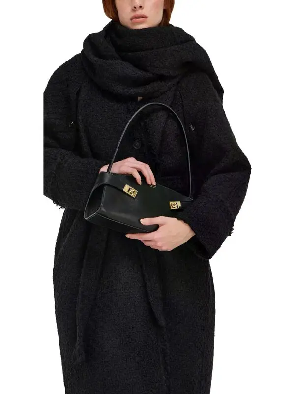 FERRAGAMO Hug Leather Shoulder Bag - Black