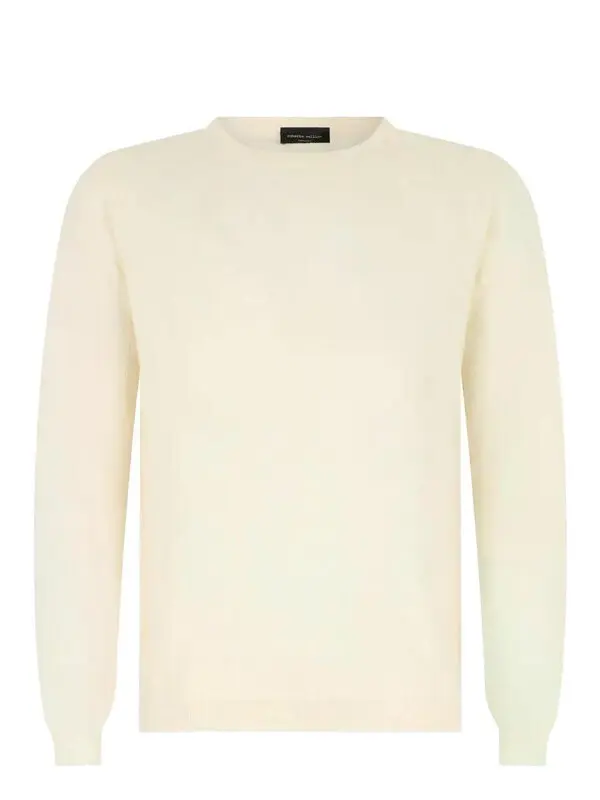 ROBERTO COLLINA Crew Neck Long Sleeve Sweater - Neutrals