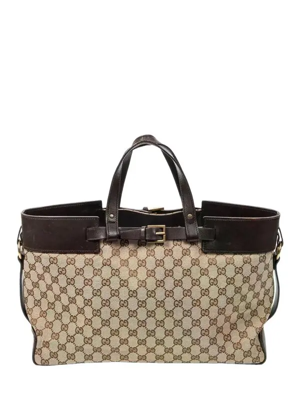 Gucci Gg Supreme Buckled Tote Bag - Neutrals