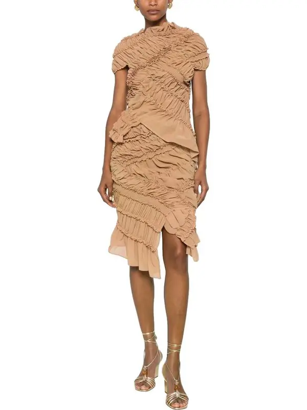 Magda Butrym Beige Ruffled Embellishment Midi Skirt - Neutrals