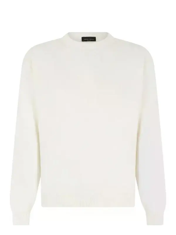 ROBERTO COLLINA Ribbed Trim Sweater - Neutrals