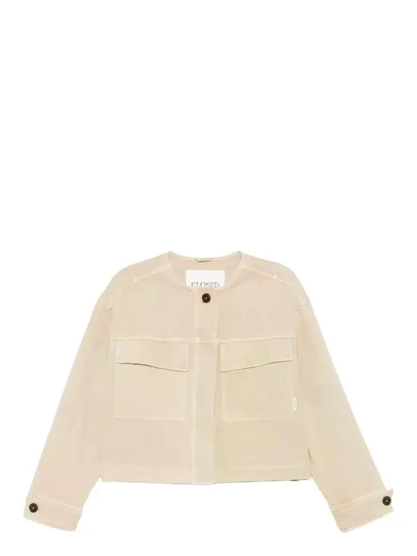 Closed Button-up Flap-pocket Jacket - Neutrals