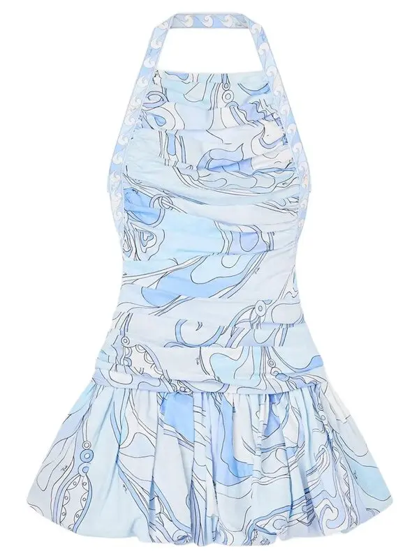 Emilio Pucci Orchidee Print Balloon Dress - Blue