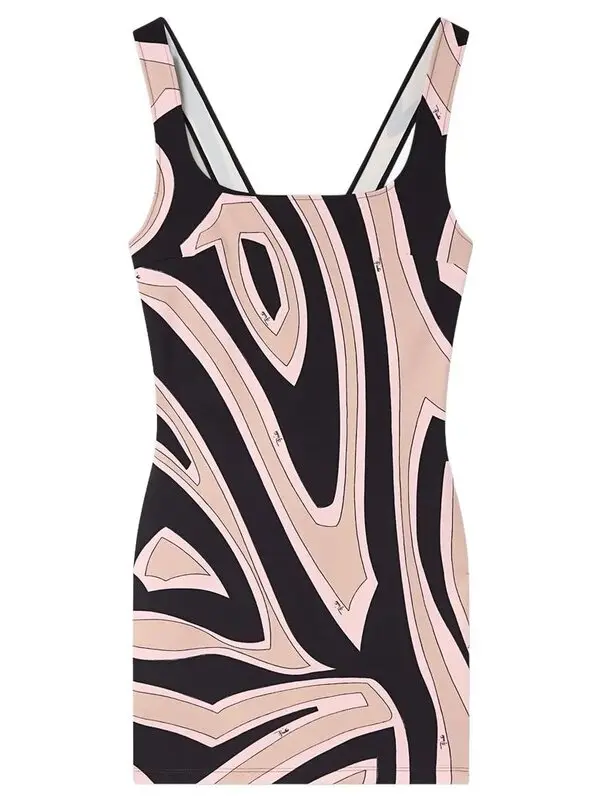 Emilio Pucci Labirinto Print Stretch Viscose Mini Dress - Neutral