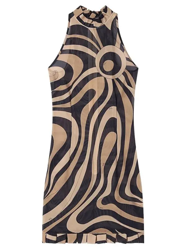 Emilio Pucci Sleeveless Marmo Print Ruffled Dress - Multi