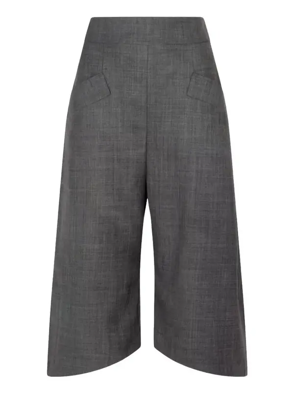 GANNI Asymmetric Hem Wide-leg Shorts - Grey