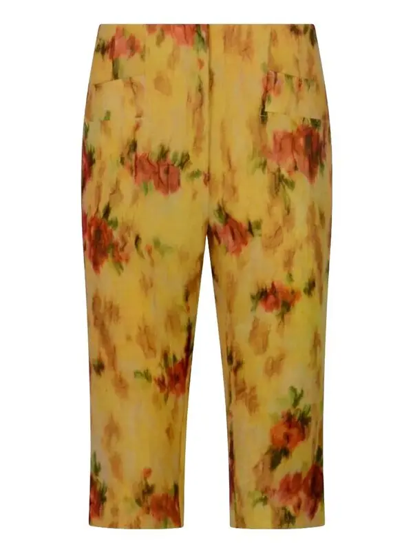 GANNI Floral Print Capri Trousers - Yellow