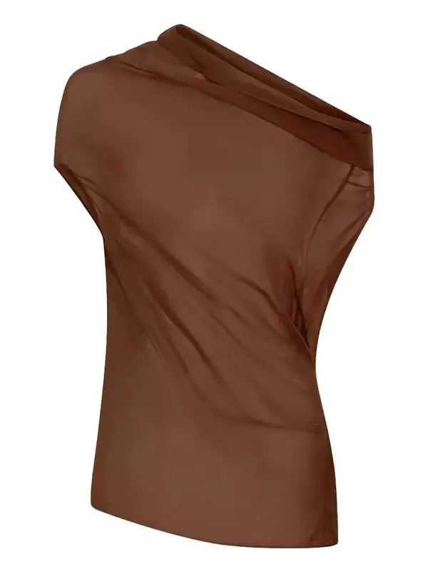 NICHOLAS Asymmetric Twisted Blouse - Brown