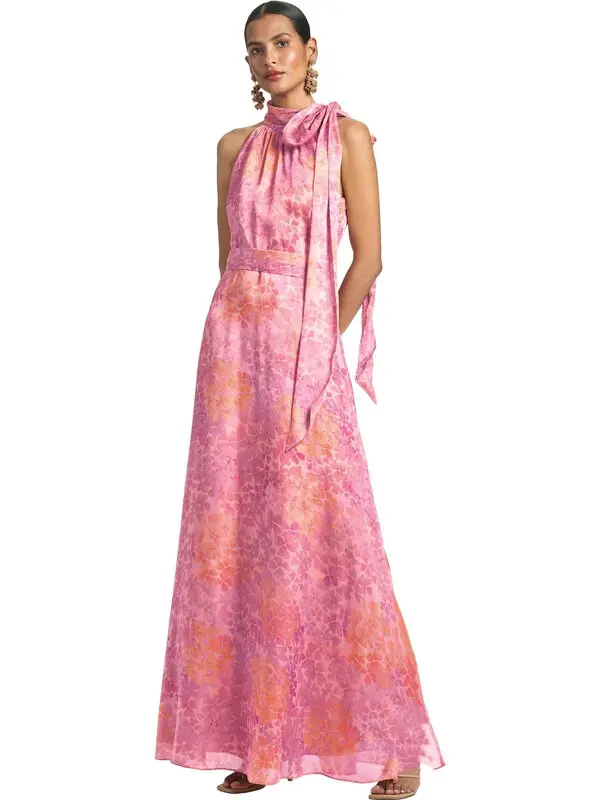 Sachin & Babi Floral Georgette Maxi Gown - Pastel Sunset Hydrangea