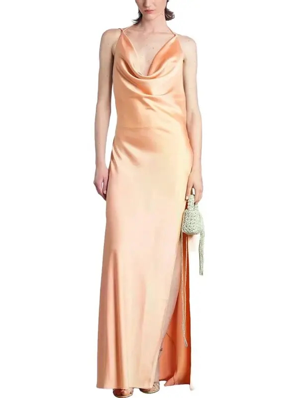 Andamane Cowl Neck Backless Maxi Dress - Orange