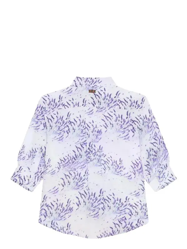 Vilebrequin Lavender Print Linen Shirt - White