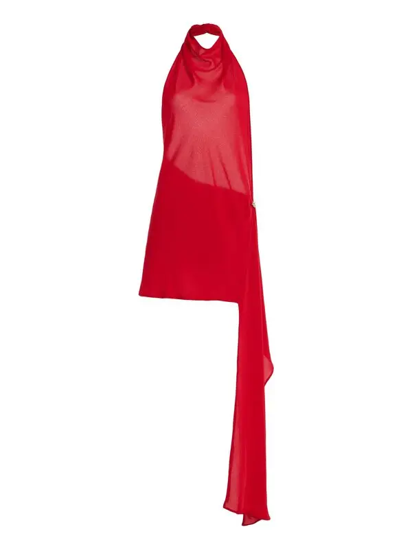 SLOAN Halterneck Georgette Mini Dress - Red